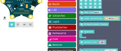 Mikrokontrolle Visuelles Programmieren Mit Block Editor Pink Türkiser Programmcode