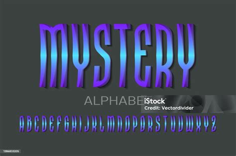만화 높은 파란색 보라색 3d 문자의 미스터리 알파벳 볼륨 예술 글꼴 고립 된 영어 알파벳 보라색에 대한 스톡 벡터 아트 및