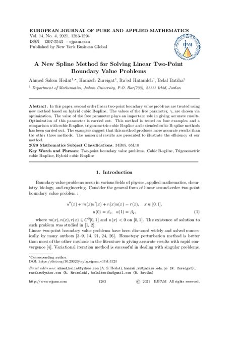 pdf hybrid cubic b spline for boundary value problems