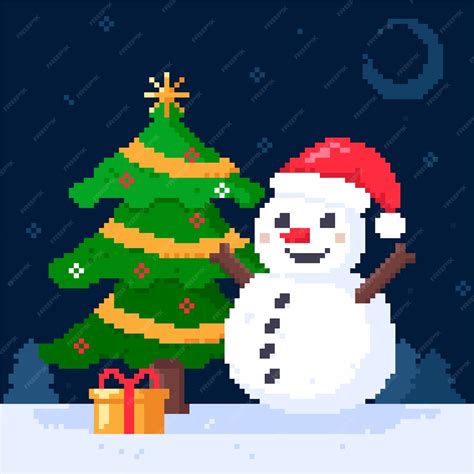 Free Vector Flat Design Pixel Art Christmas