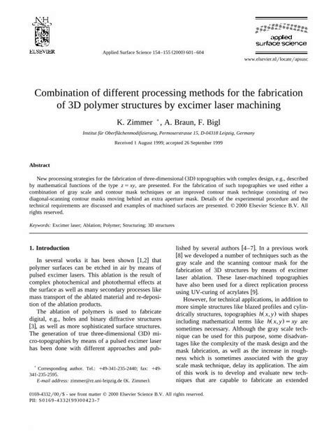 Pdf Combination Of Different Processing Methods For The Fabrication Of 3d Polymer Structures