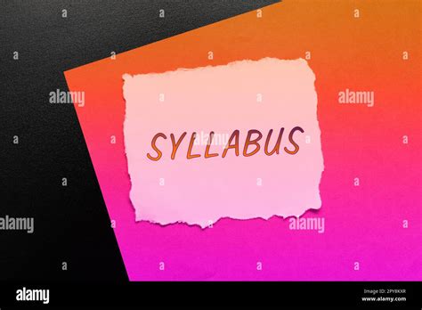Text Sign Showing Syllabus Business Concept A Summary Outline Of A Discourse Treatise Or Of