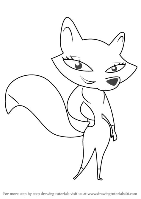 Learn How To Draw Fox From Skunk Fu Skunk Fu Step By Step Drawing Tutorials