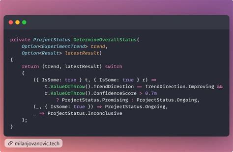 Pattern Matching Is One Of My Favorite C Features You Can Combine It With A Switch Expression