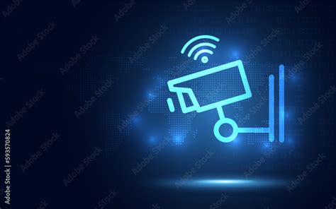 Futuristic Security Camera Digital Transformation Abstract Technology Background Innovative