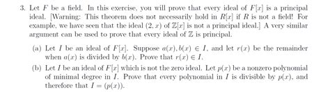 Solved Let F Be A Field In This Exercise You Will Prove Chegg