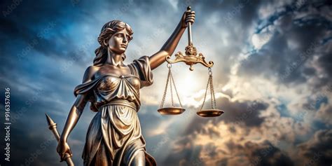 Statue Of Lady Justice With Blindfold Holding Scales And Sword Law