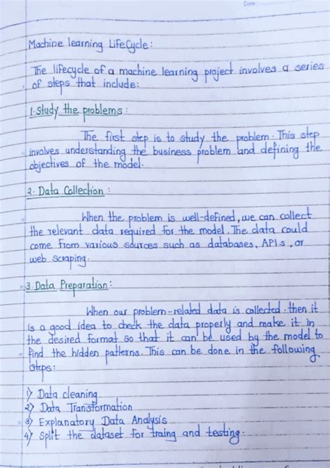 Machine Learning Handwritten Notes Codewithcurious
