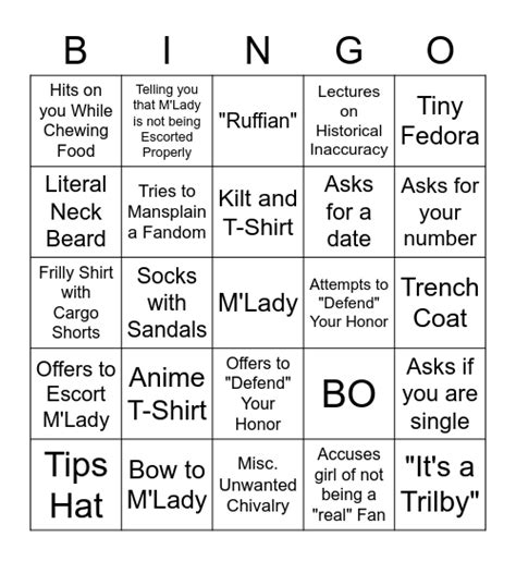 Ren Faire Neckbeard Edition Bingo Card
