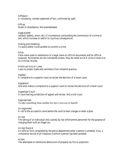 Legal Terms Cheat Sheet Fill Out Sign Online And Download Pdf