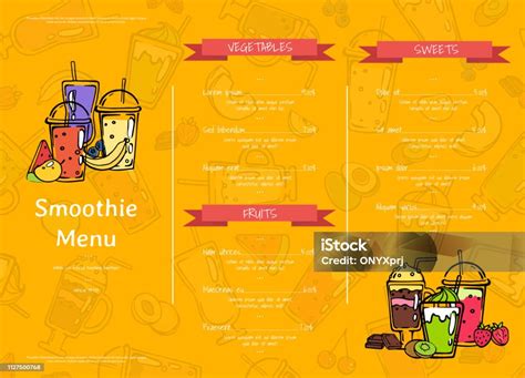 벡터 낙서 스무디 카페 또는 레스토랑 메뉴 템플릿 일러스트 레이 션 가리기에 대한 스톡 벡터 아트 및 기타 이미지 가리기