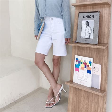 조블리마켓 여름 흰바지 화이트 흰색 4부 5부 면 스판 여성 반바지 바이커 바이크 팬츠 홈쇼핑