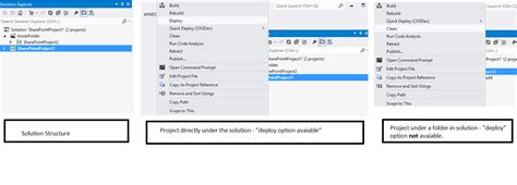 Deploy Project Option Not Available At Project Level For Sharepoint 2013 Project In Visual