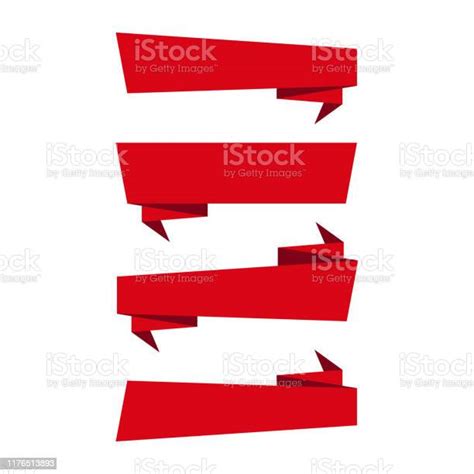 빨간색 리본 배너입니다 흰색 배경에 고립 된 크리스마스 빨간 리본입니다 트렌디 한 플랫 크리스마스 디자인에 네 개의 빨간 리본의 컬렉션입니다 빈 크리스마스 배너 Eps10