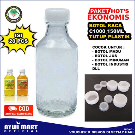 Paket Isi 20 Botol Kaca 150ml Tutup Plastik Botol Uc Botol C1000 Botol Asi Botol