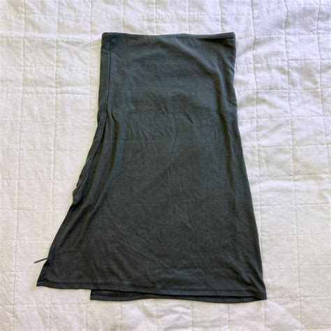 Xss Joah Brown Curve Hem Tube Dress Greenish Black Depop