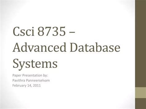 Ppt Csci 8735 Advanced Database Systems Powerpoint Presentation