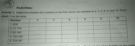 Solved Activities Activity 1 Determine Whether The Numbers On The