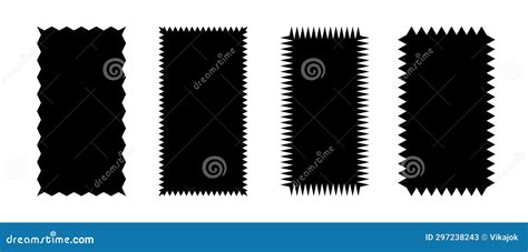 Zig Zag Edge Rectangular Shapes Collection Jagged Rectangle Patches