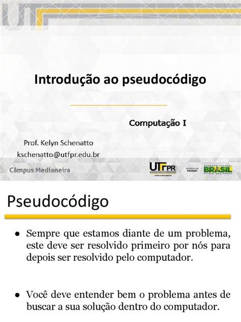 Aula04 Introdução Ao Pseudocódigo Pdf Algoritmos Dados
