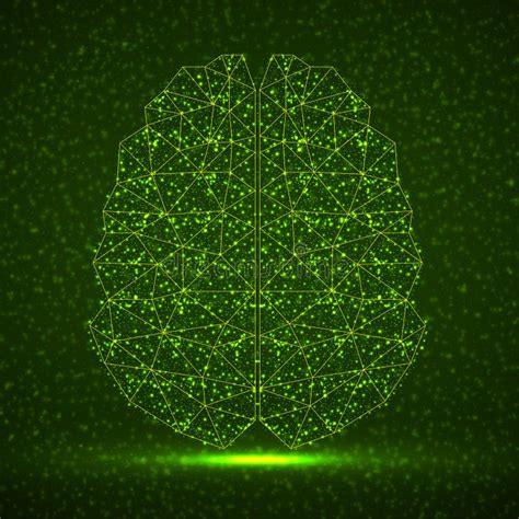 Abstract Human Brain Of Glowing Particles Technology Concept Stock