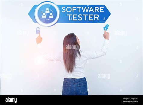 Sign Displaying Software Tester Business Overview Implemented To Protect Software Against