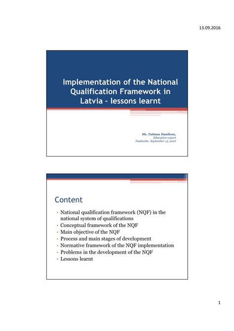 Pdf Implementation Of The National Qualification Framework In · National Qualification
