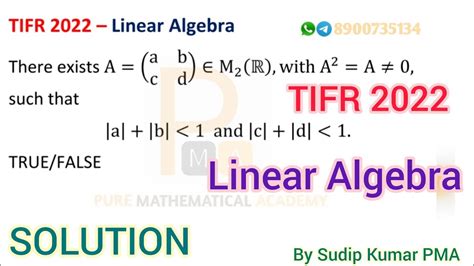 Tifr 2022 Mathematics Solution Tifr 2022 Part B Linear Algebra