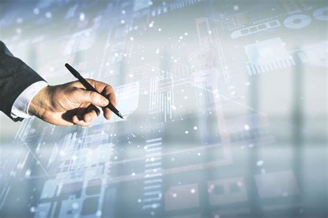 Premium Photo Double Exposure Of Male Hand With Pen Working With