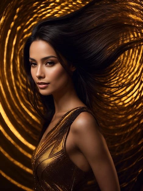 Premium Ai Image Brunette Woman Long Straight Hair