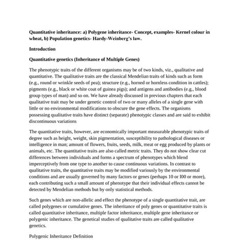 Quantitativeinheritance Fundamentals Of Genetics Notes Teachmint