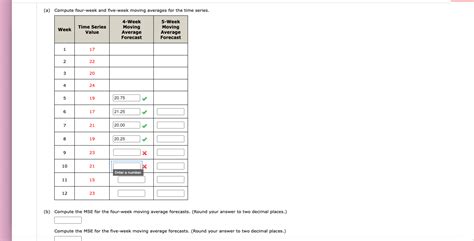 Solved A Compute Four Week And Five Week Moving Averages