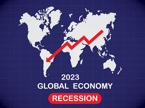 2023 Economy Recession Global Business Downfall With Falling Arrow And World Map Money Losing