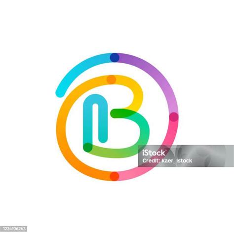 무지개 그라데이션 원의 B 문자 로고 불가능한 한 줄 스타일 로고에 대한 스톡 벡터 아트 및 기타 이미지 로고 알파벳 알파벳 B Istock