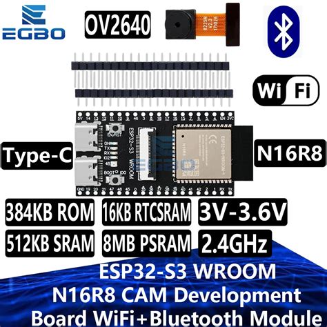 Esp32 S3 Wroom N16r8 Cam Development Board Wifi Bluetooth Module Ov2640 Camera 