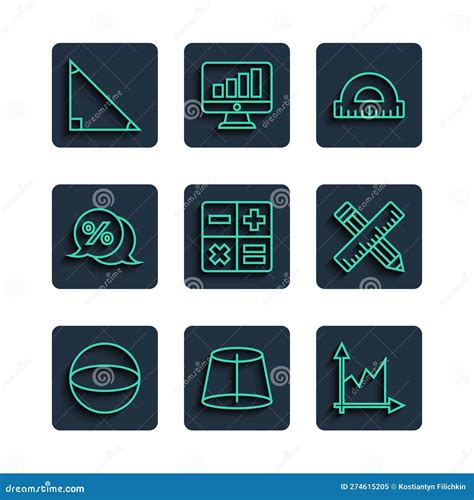 Set Line Geometric Figure Sphere Graph Schedule Chart Diagram Protractor Calculator