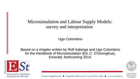 Pdf Microsimulation And Labour Supply Models Survey And Interpretation