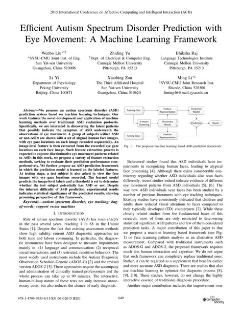 Pdf Efficient Autism Spectrum Disorder Prediction With Eye Movement A Machine Learning Framework