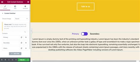 How To Use Happy Addons Content Switcher Widget