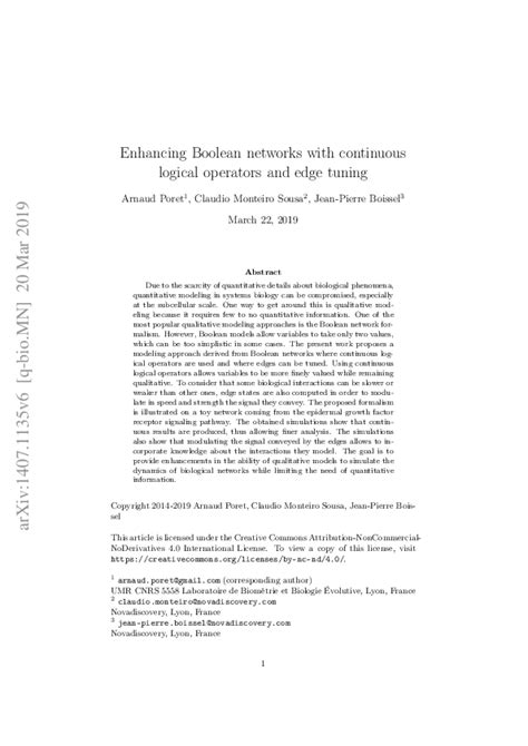 Pdf A Logic Based Modeling Derived From Boolean Networks Adding Fuzzy Logic And Edge Tuning