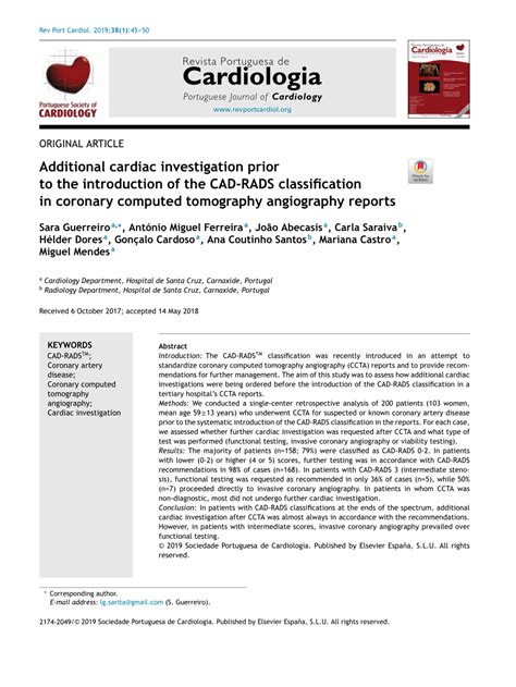 Pdf Additional Cardiac Investigation Prior To The Introduction Of The