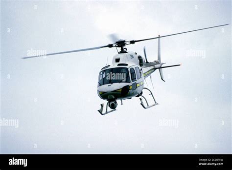 Police Helicopter In Flight The Helicopter Has A Flir Forward Looking