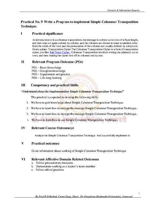 Merged Nis Pracs Network And Information Security 1 Practical No 9 Write A Program To Implement