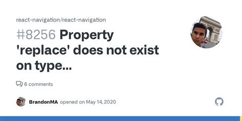 property replace does not exist on type navigationprop · issue 8256 · react navigation