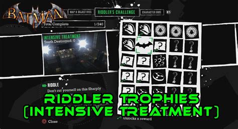 Riddler Trophies Intensive Treatment Batman Arkham Asylum
