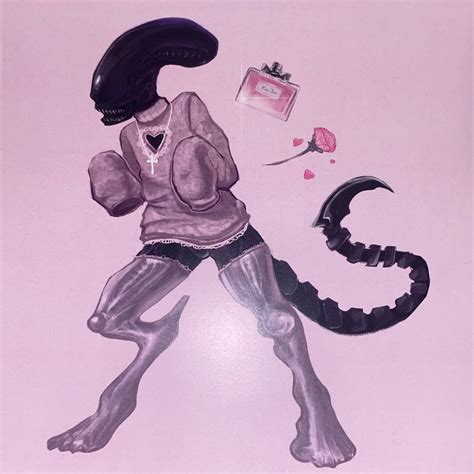 Cute Xenomorph Alien Glossy Card Print Cm X Cm Etsy Uk