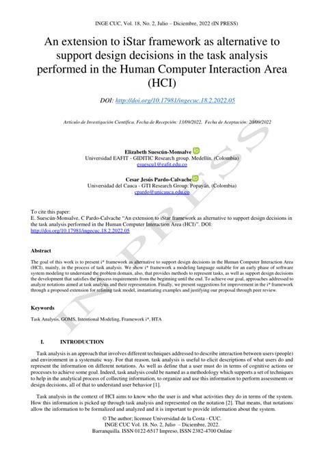 Pdf An Extension To Istar Framework As Alternative To Support Design Decisions In The Task