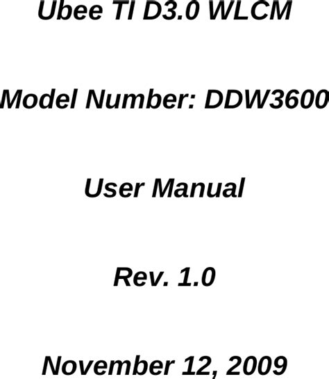 Ubee Interactive DDW TI Wireless Cable Modem User Manual