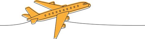 Aircraft Plane Air Transport One Line Colored Vector Image