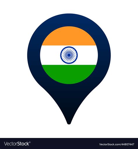 India Flag And Map Pointer Icon National Vector Image